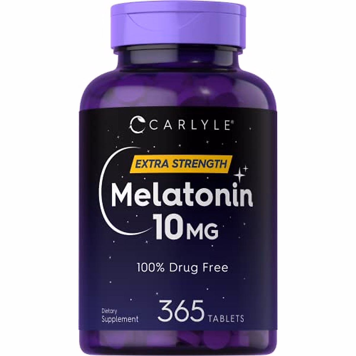 Melatonin 10mg | 365 Tablets | Drug Free Aid for Adults | Vegetarian, Non-GMO, Gluten Free Supplement | by Carlyle