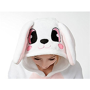 UreeUine Ultra Soft Plush Pink Easter Bunny Costume Cosplay Sleepsuit S