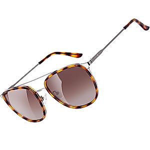 BIRCEN Women Sunglasses Polarized UV - Protection Womens Round Brown Trendy Aviator Sunglass BC2002