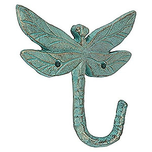 Abbott Collection Cast Iron Dragonfly Wall Hook, Light Green