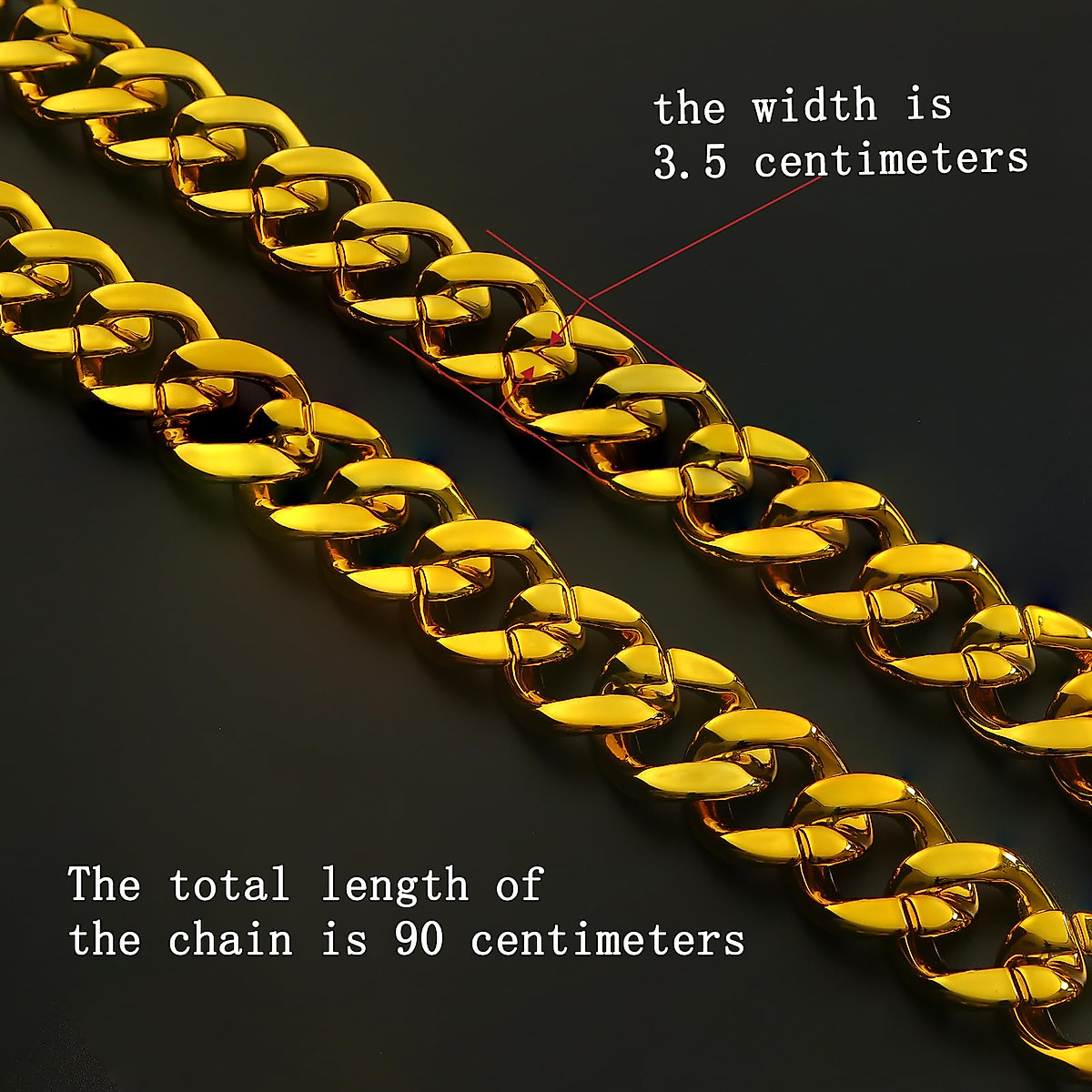 Sanglarst Gold Chain Necklace, 35.5 Inch Chunky Chain Golden Ultra Luxury Looking Feeling Real Solid 14K Gold plated Curb Fake Neck Chain for Party Dancing