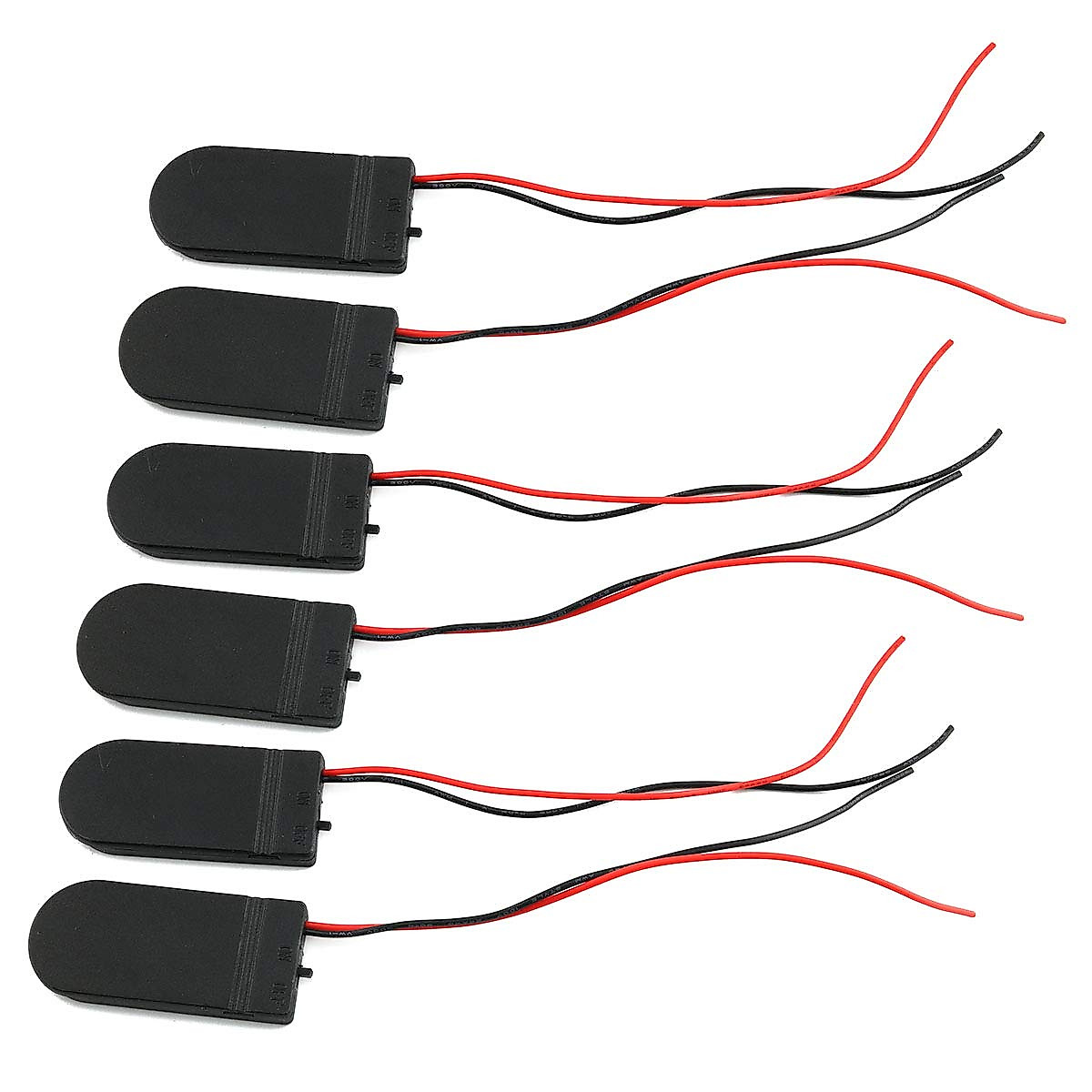 E-outstanding 6-Pack 2x3V CR2032 LIR2032 Button Cell Battery Holder with Cover and ON/Off Switch, Wired 6V Button Coin Cell Battery Storage Box