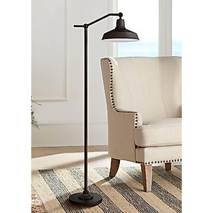 360 Lighting Kayne Farmhouse Rustic 61" Tall Standing Floor Lamps Set of 2 Lights Downbridge Task Adjustable Foot Switch Brown Satin Bronze Finish Living Room Bedroom House Reading Office Home Decor
