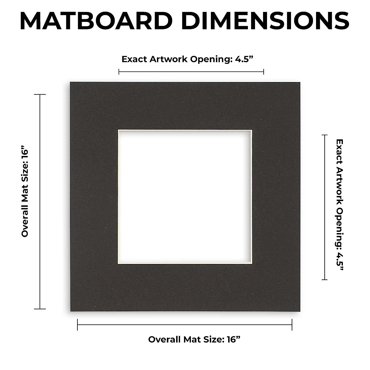 16x16 Mat Bevel Cut for 5x5 Photos - Precut White Square Shaped Photo Mat Board Opening - Acid Free Matte to Protect Your Pictures - Bevel Cut for Family Photos, Pack of 1 Matboard Show Kit With Acid