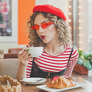 EBOOT 4 Pairs Fire Flame Glasses Rimless Flame Fire Sunglasses for Mardi Gras St.patrick's Day Women Men Cosplay (Red)