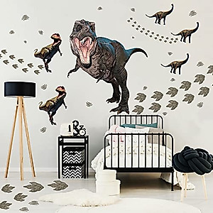 Dinosaur Wall Decals Dinosaur Wall Decal Dinosaur Room Decor for Boys, Dinosaur Stickers with 56 Pcs Dinosaur Footprints Floor Decals Dinosaur Tracks Decals for Baby Birthday Party