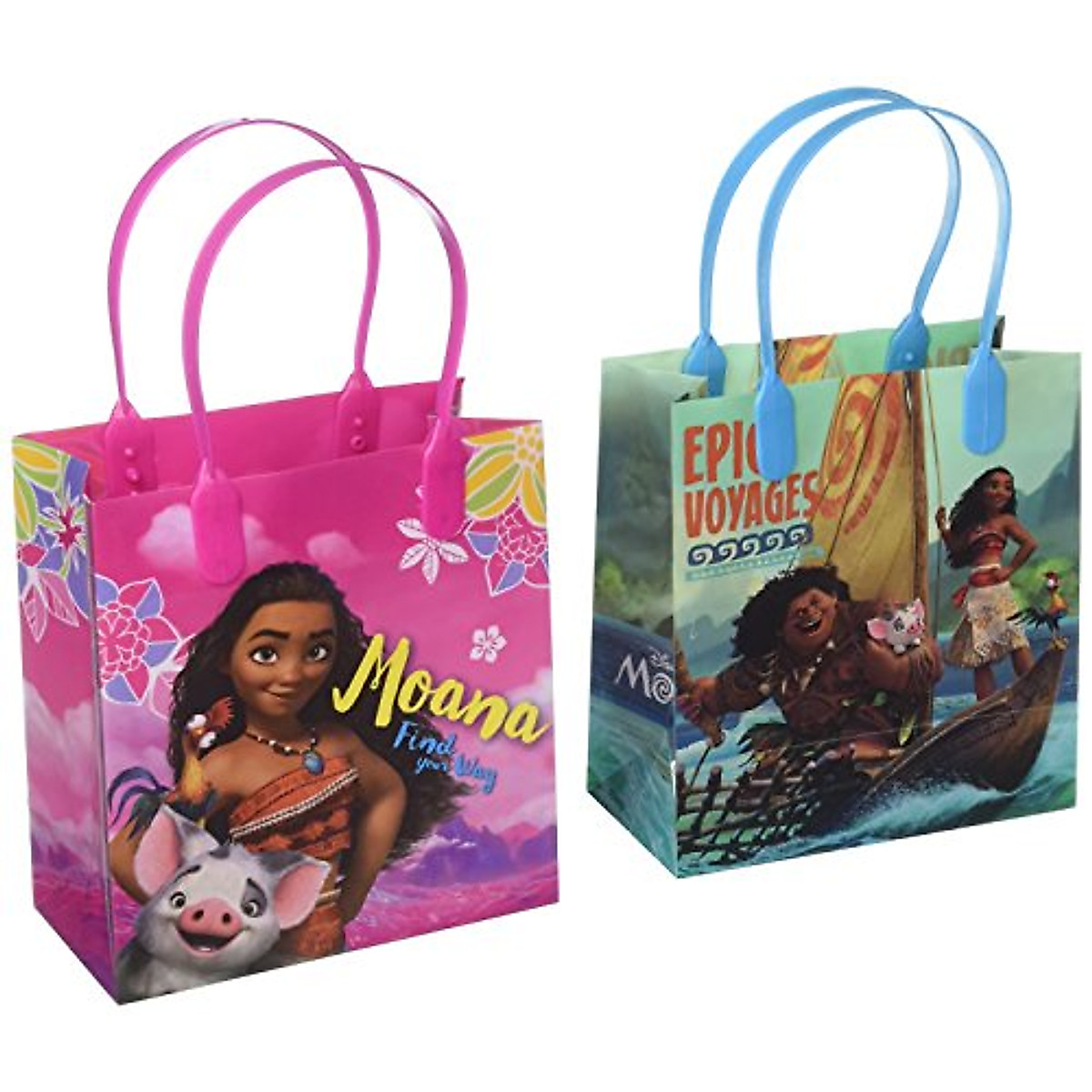 Moana and Maui Epic Voyages12 Authentic Licensed Party Favor Reusable Small Goodie Gift Bags 6"
