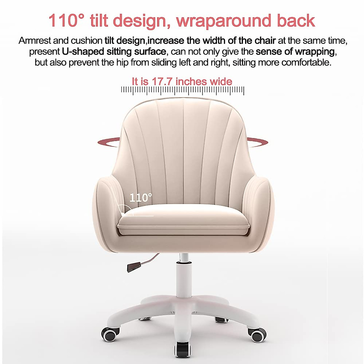 XUEGW Home Office Chair Computer Chair with Mid-Back Upholstered Modern Tufted Computer Task Chair Swivel Height Adjustable Velvet Accent Chair.