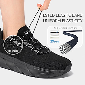 STQ Walking Shoes Women Slip on Sneakers Orthopedic Shoes with Comfort Arch Support Black US 8