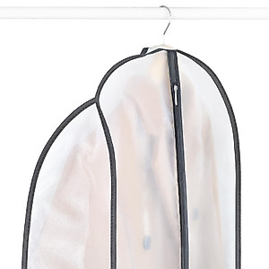 Zilink Breathable Fur Coat Storage Bags 60" Dress Bags for Gowns Long Dust Covers for Hanging Clothes with 7" Gussted Wrinkle Free for Leather Jacket Fur Coat Puffy Dress Storage, Set of 2