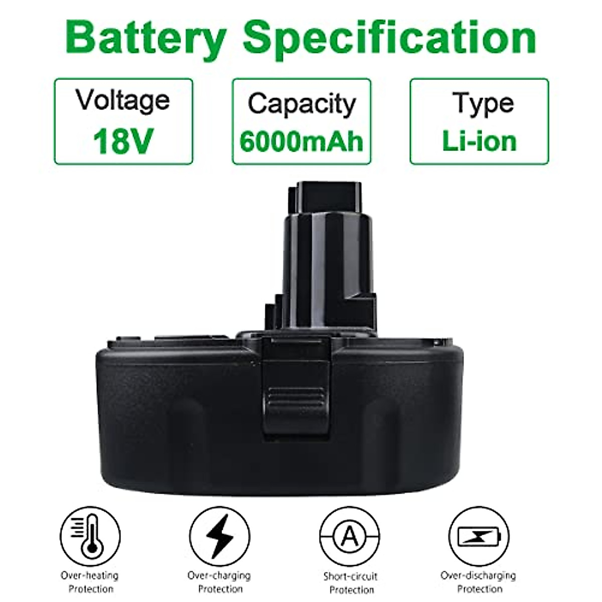 PDstation 【Upgraded to 6000mAh】 2Pack DC9096 DC9098 Battery Li-ion Replacement for Dewalt 18V Battery DC9098 DC9099 DE9039 DE9096 DE9098 DW9099 DW9098 Compatible with Dewalt 18V Tools