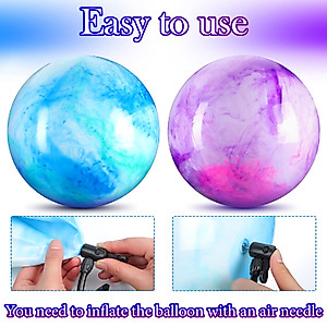 Deekin 2 Pcs 15 Inch 18 Inch Marbleized Bouncy Balls Large Hedstrom Ball Inflatable Rubber Playground Sensory Balls Bouncy Toys Balls for Outdoor School Water(15 Inches,Blue and Purple)
