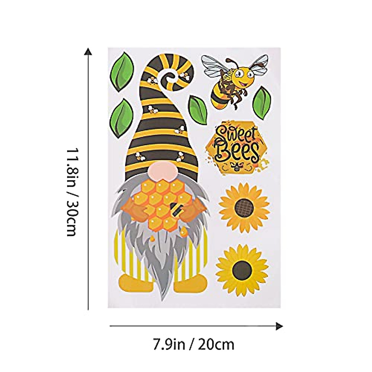 9Pcs Bee Festival Themed Stickers Lovely Electrostatic Window Stickers (Yellow) Home Decor for Celebration Party