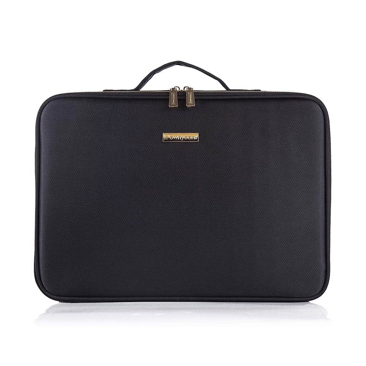 ROWNYEON Makeup Bag Cosmetic Makeup Train Case Artist Makeup Organizer Professional Portable Storage Bag for Women Girl Waterproof EVA Adjustable Dividers Large Black