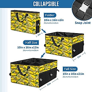 Car Trunk Organizer Yellow Lemon Back Seat Big Size Car Storage Bag with Detachable Dividers Car Accessories Portable Collapsible Trunk Cargo Organizer Grocery Box for SUV