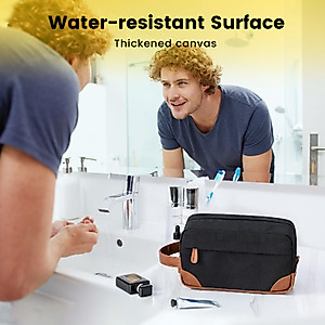Vorspack Toiletry Bag Hanging Dopp Kit for Men Water Resistant Canvas Shaving Bag with Large Capacity for Travel- Black