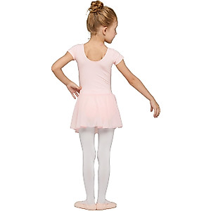 MdnMd Kids Girls Classic Ballet Dance Leotard with Tutu Skirt Dress Costume (Ballet Pink, Age 10-12)