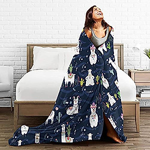 Cute Llama Soft Warm Throw Blanket Lightweight Flannel Fleece Bed Blanket Gift for Girls Boys Men Women Chair Couch 60"x50"