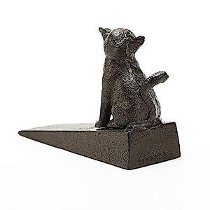 Sungmor Heavy Duty Cast Iron Cat Door Stops | Decorative Cute Animal Statue Metal Door Stopper Wedge with Non-Slip Mat | Solid & Antique Style Windproof Door Holder for Patio Yard Garden Farmhouse