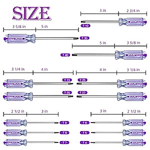 BOENFU Torx Screwdriver Set 13 PCS Heavy Duty Torx Security Screwdriver, T5 T15 T6 T8 T10 T25 T30 T7 T27 T40 T20 T9 T4 Star Shaped Drivers Set Fit Tamper Proof Screw, Purple