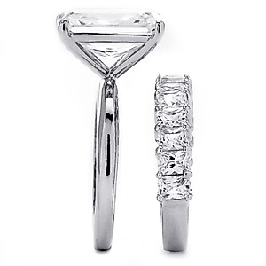 PalmBeach Platinum-plated Emerald Cut Cubic Zirconia Bridal Ring Set Sizes 6-10 Size 7