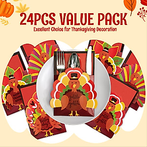 24 Thanksgiving Turkey Cutlery Decorative Utensil Holders for Autumn Fall Party