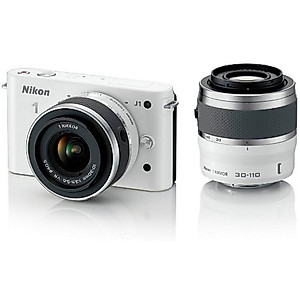 Nikon 1 J1 Compact System Camera with 10-30mm and 30-110mm Double Lens Kit - White (10.1MP) 3 inch LCD