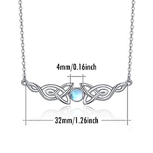 Dreamboat Celtic Knot Necklace for Women Irish Necklace 925 Sterling Silver Moonstone Necklace Celtic Pendant Necklaces Good Luck Celtic Irish Jewelry Gifts