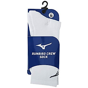 Mizuno Volleyball Runbird Crew Socks, White, Medium