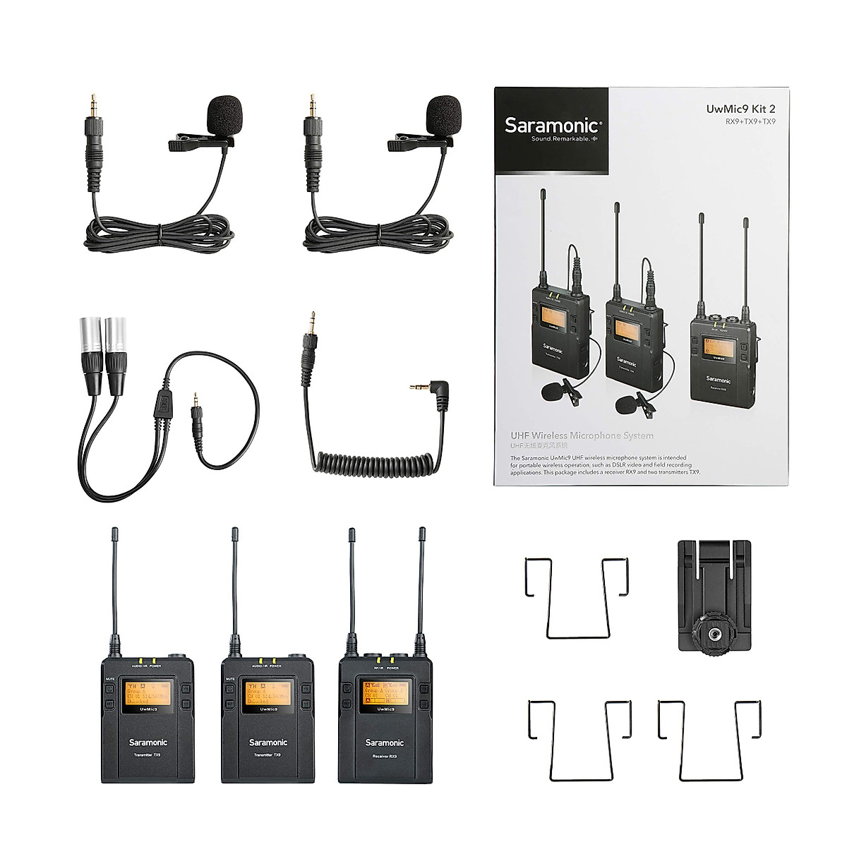 Saramonic UwMIC9 96-Channel Digital UHF Wireless Dual Lavalier Microphone System, Includes 2x TX9 Bodypack Transmitter and RX9 Portable Receiver