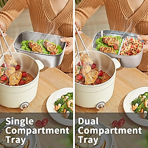 IFENROL Electric Heated Lunch Box - 100W 3-IN-1 Fast Heating Lunch Boxes Portable for Adults with 2 Pack Containers (Single & Compartment) for Car Truck Office 12V/24V/110V (3 Times Faster)