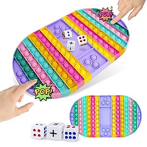 DOROTHY`S ATTIC Pop Fidget Game with dice, Big Bubble Pop Board with Three Math Dices, Math Games for Addition Subtraction Multiplication Division, Sensory Toys for Parent-Child time.