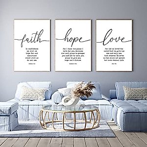 Faith Hope and Love Bible Verses 3 Piece Canvas Wall Art Decor Serenity Prayer Wall Art or Living Room Large Size Christian Art Religious Quotes Wall Decor Unframed Love Wall Art Prints 16x24inchx3
