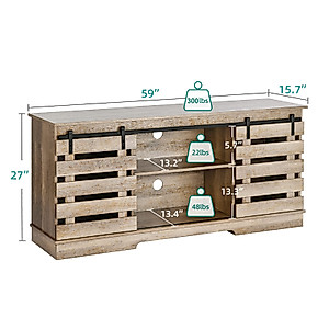 YITAHOME Farmhouse TV Stand for 65/60/ 55 Inch TV, Rustic Modern Entertainment Center for 300 lbs with Sliding Barn Door, Wood TV Media Console Storage TV Cabinet for Living Room, Grey Wash