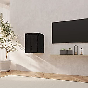 WHOPBXGAD Wall Cabinet,Wooden Wall cabinets, Wall Storage Shelves, Easy to Clean Suitable for Living Rooms, bedrooms, Homes,Black 11.8"x11.8"x15.7" Solid Wood Pine