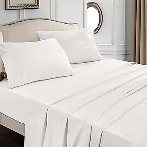 HUXMEYSON Full Size Sheets Set, 4-Piece Hotel Luxury Bed Sheets & Pillowcases, Ultra Soft & Breathable Sheets, Deep Pockets 16" Wrinkle Proof Bedding Sheets, Anti-fading, Machine Washable, White