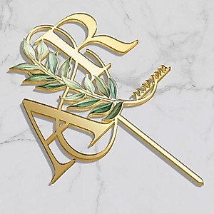 Party to Be Personalized Wedding Cake Topper in Acrylic Custom Bride and Groom Initial Cake Topper Cake Decoration (Design 03)