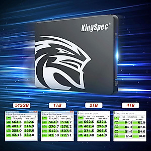 KingSpec 4TB SATA III SSD 6Gb/s, 2.5" SATA SSD with 3D NAND Flash, Internal Solid State Hard Drives, for Laptop and PC Desktop (R/W Speed up to 550/520 MB/s)
