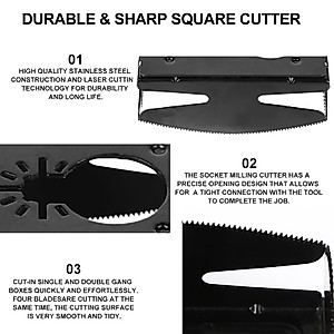 Square Slot Cutter, Stainless Steel Cut Outs, Outlet Square Slot Cutter Box for Oscillating Power Multi-Tools to Cut-in Single Gang Wall Boxes, One Step in Place Slot Cutter for Drywall, Wood
