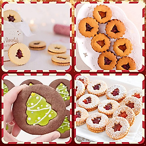 Crethinkaty 9 Pcs Mini Christmas Linzer Cookie Cutters Set, Christmas Stainless Steel Cookie Cutters, Christmas Tree, Gingerbread Man, Snowman, Elk - for Christmas Winter Holiday Baking