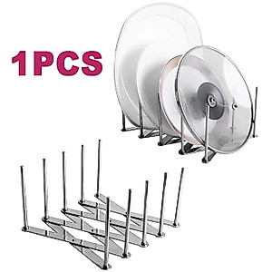 Stainless Steel Lid Rest Stand Retractable Pot Pan Cover Holder Kitchen Drain Shelf Storage Rack Pot Lid Organization (Stainless steel 1PCS)