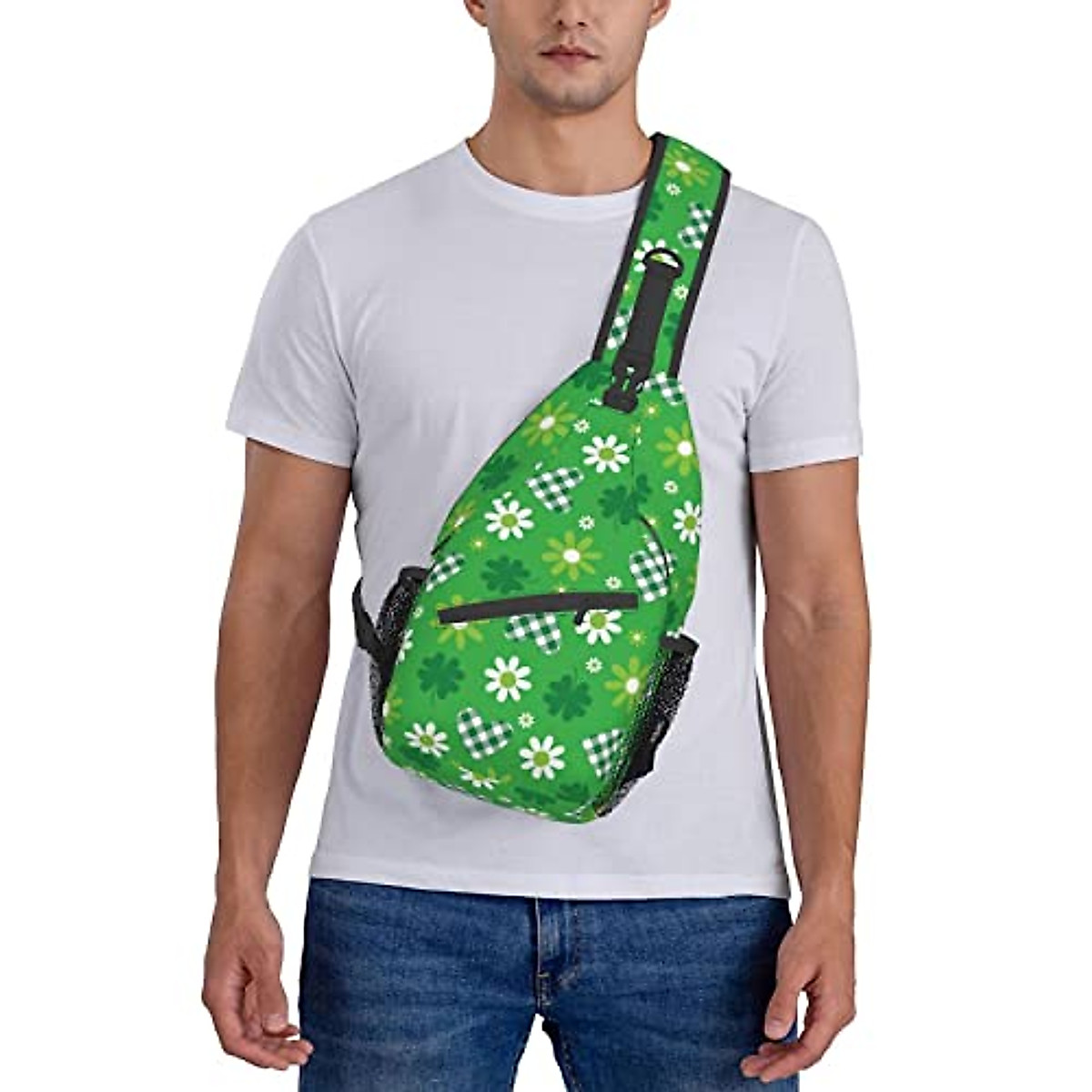 Cute St. Patrick's Day Crossbody Sling Backpack Shamrocks Sling Bag Travel Hiking Chest Bag Daypack for Men Women