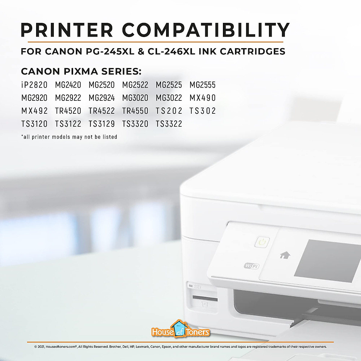 Houseoftoners Remanufactured Ink Cartridge Replacement for Canon PG-245XL CL246XL 245 XL 246 XL for PIXMA MG2520 MG2522 MG2525 MX492 TS202 TS302 TS3122 (1 Black 1 Color, 2 Pack)