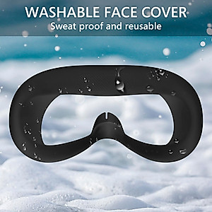 Geekria Sweat Proof Silicone Face Cover Pad Compatible with Pico Neo 3, Protective Lens Cover Accessories, Replacement Accessories Fit for Pico Neo 3, Washable Lightproof Anti-Leakage (Black)