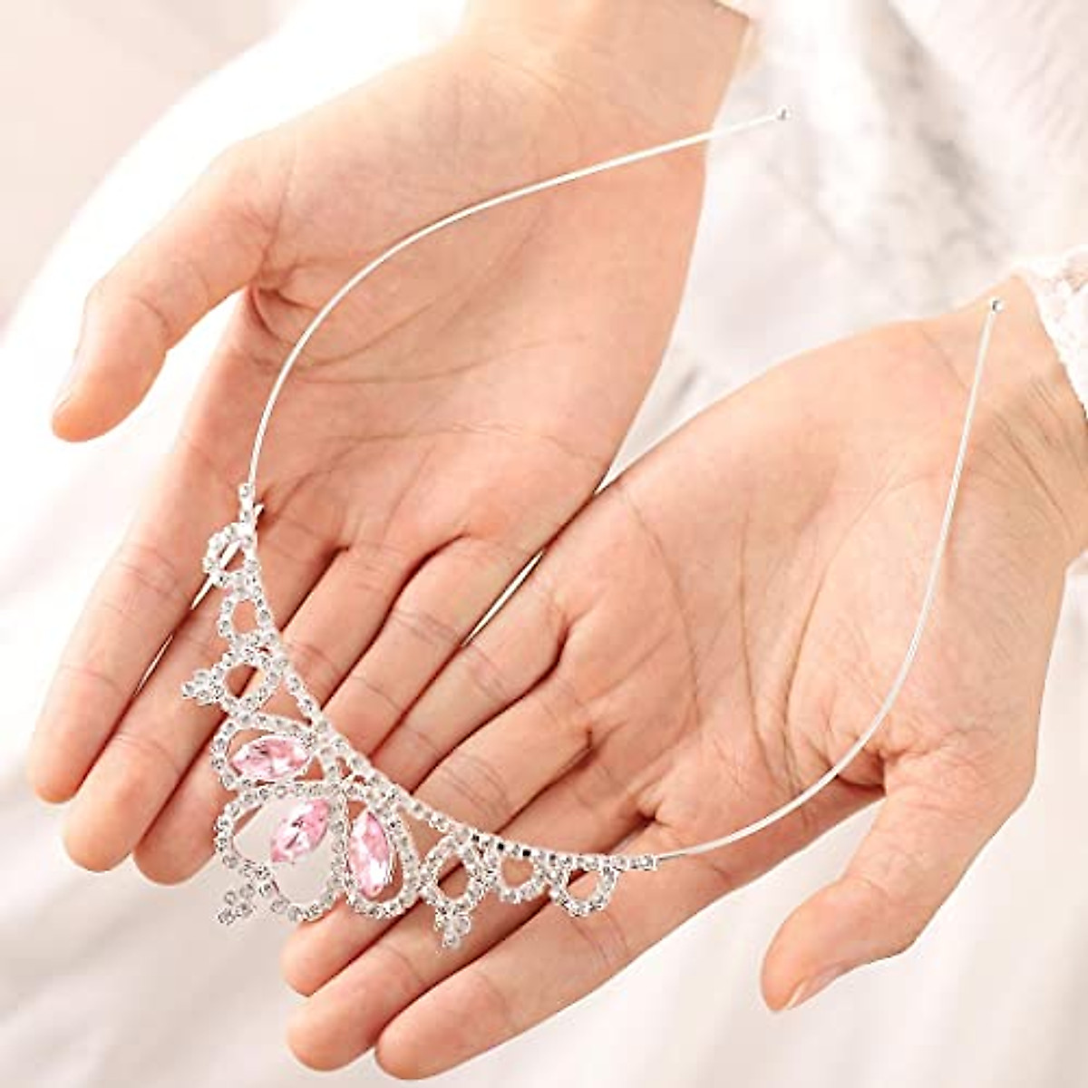 Brishow Rhinestone Girls Tiara and Crown Silver Crystal Princess Crowns Birthday Party Headband Tiaras (Pink)