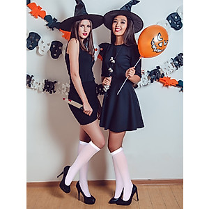 SATINIOR Women's Knee High Halloween Cosplay Stockings Socks Boots, White, Small