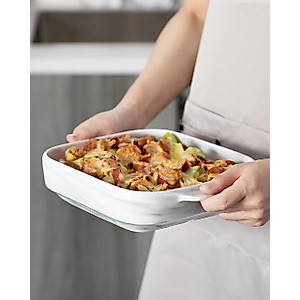 MALACASA Baking Dish, Square Lasagna Pan, 1.6 QT Baking Pan, Deep Casserole Dish for Cooking, Kitchen, Family Dinner, Banquet and Daily Use, 8.5 x 8.5 x 2.5 inch, Series BAKE-GREY