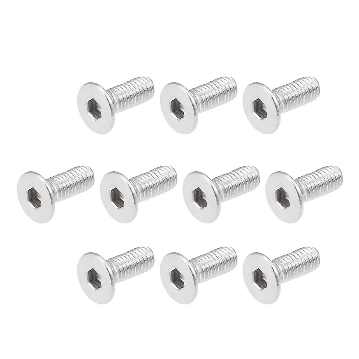 uxcell M3x8mm Flat Head Machine Screws Inner Hex Screw 304 Stainless Steel Fasteners Bolts 80Pcs