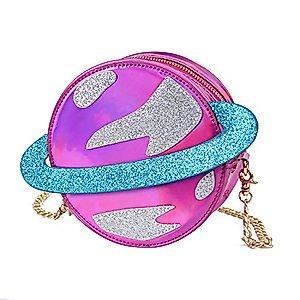 LUI SUI-Stunning Parent-child Circular planet party bag women laser planet orbit shoulder bag C54 (Parent, Purple)