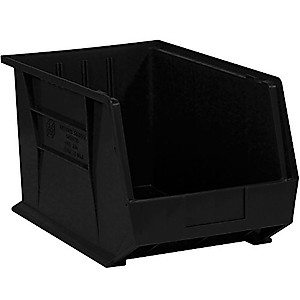 Plastic Stack & Hang Bin Boxes, 18" x 11" x 10", Black, 4/Case
